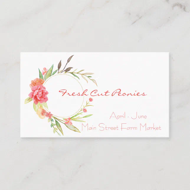 Flower Wreath Business Card | Zazzle