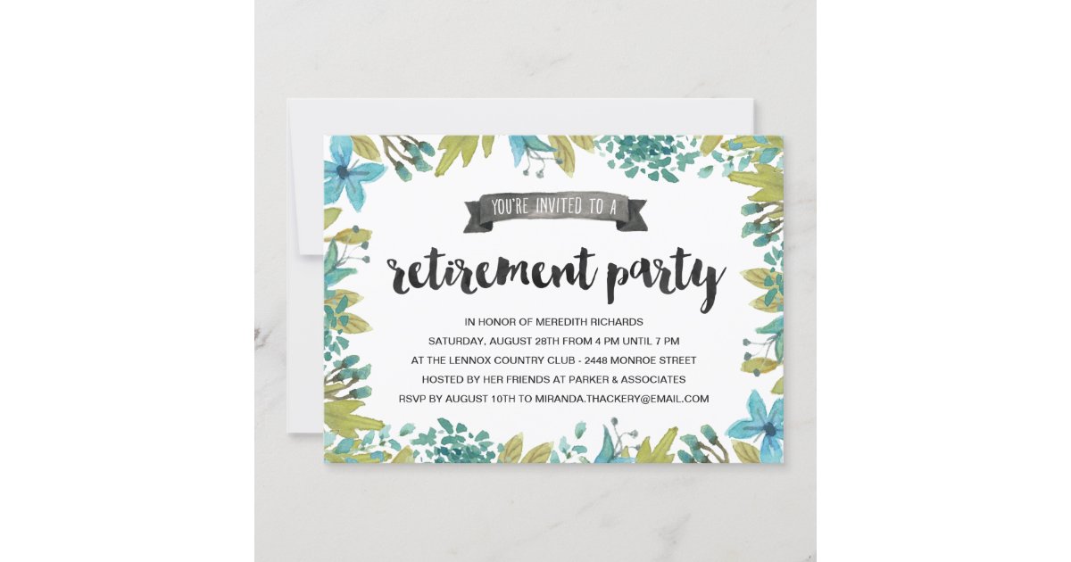 Flower Wreath | Floral Retirement Party Invitation | Zazzle