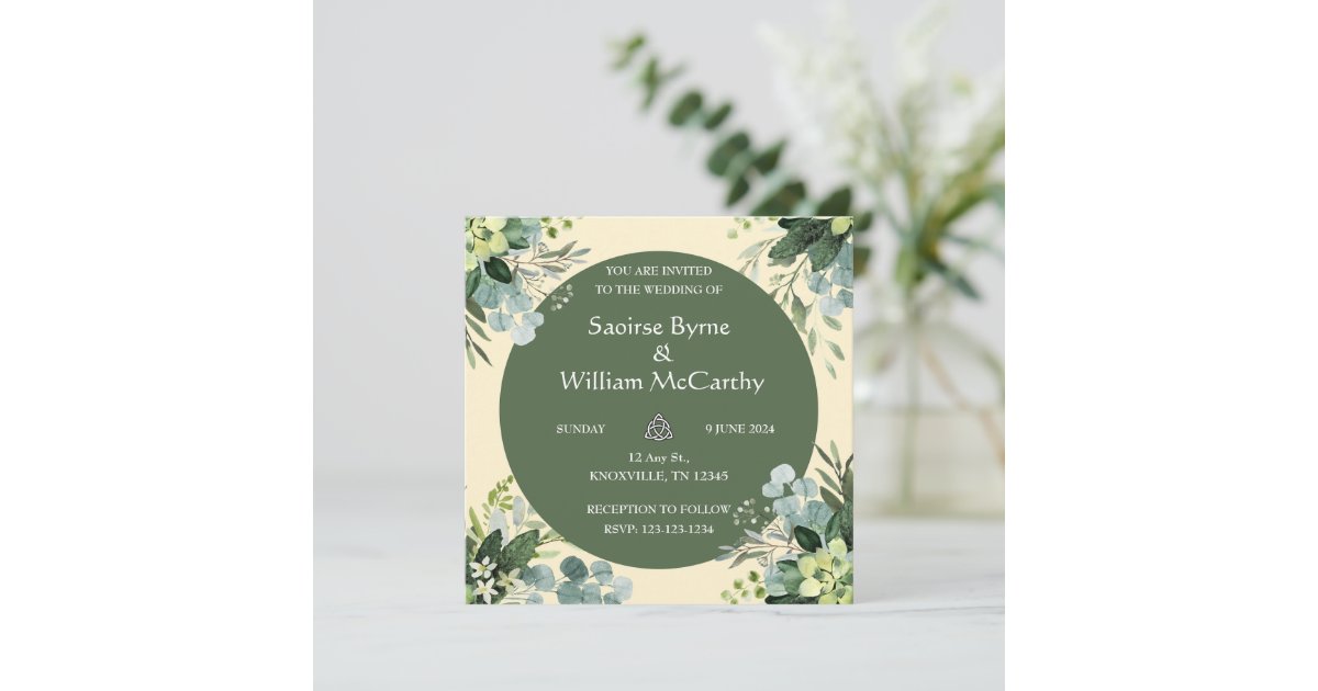 Flowered Irish Wedding Invitation | Zazzle