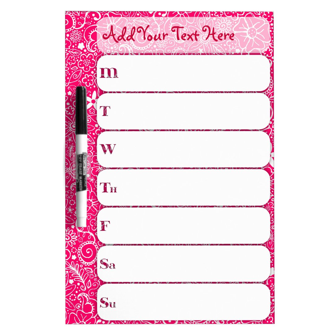 Flowerful Personalized Weekly Schedule Dry-Erase Board | Zazzle