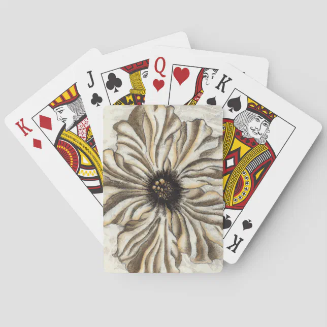 Flowerhead Fresco on Tan Background Poker Cards | Zazzle