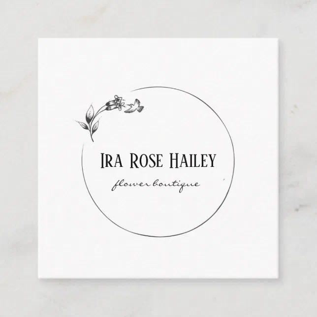 Flowering branch design square business card | Zazzle