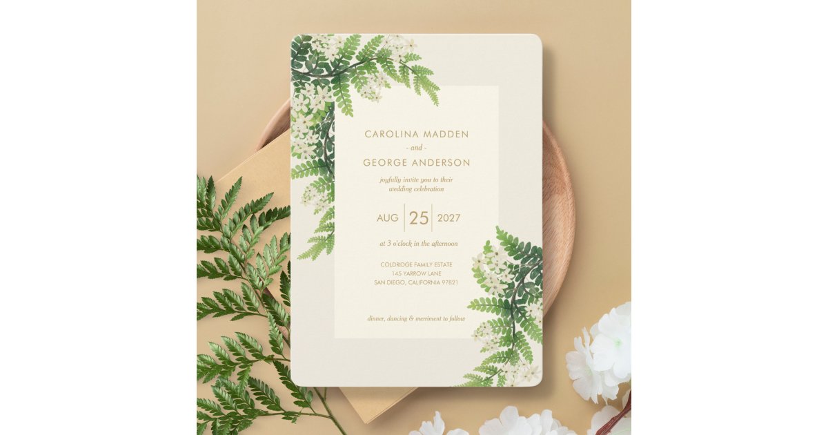 Flowering Ferns Wedding Invitation 2 | Zazzle