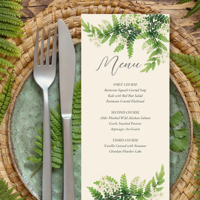 Flowering Ferns Wedding Menu | Zazzle