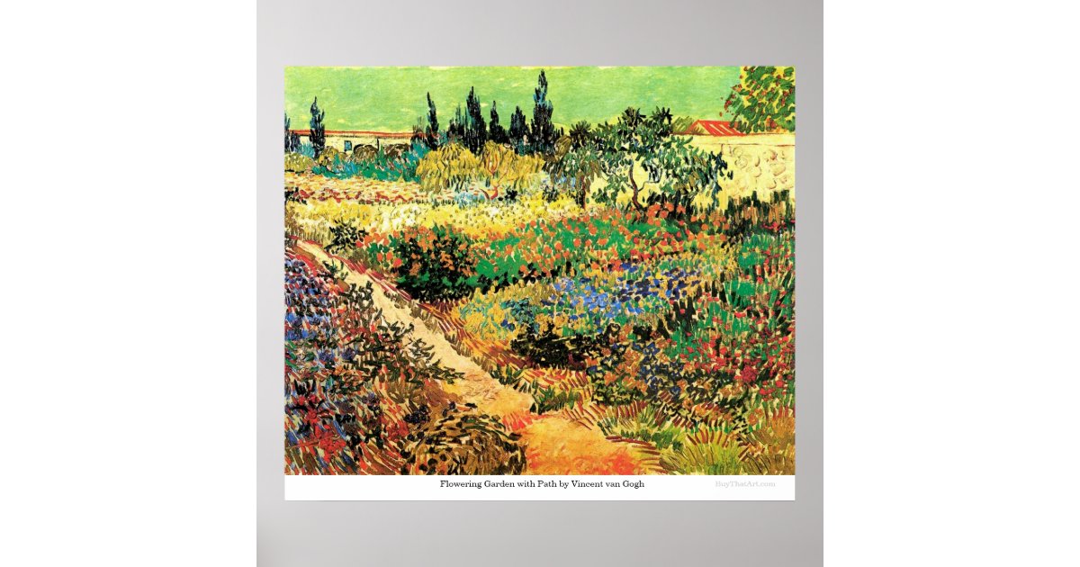 Flowering Garden with Path by Vincent van Gogh Poster | Zazzle