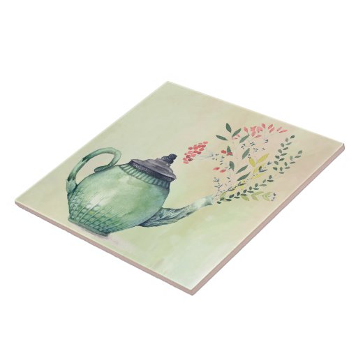 Flowering Teapot Ceramic Tile | Zazzle