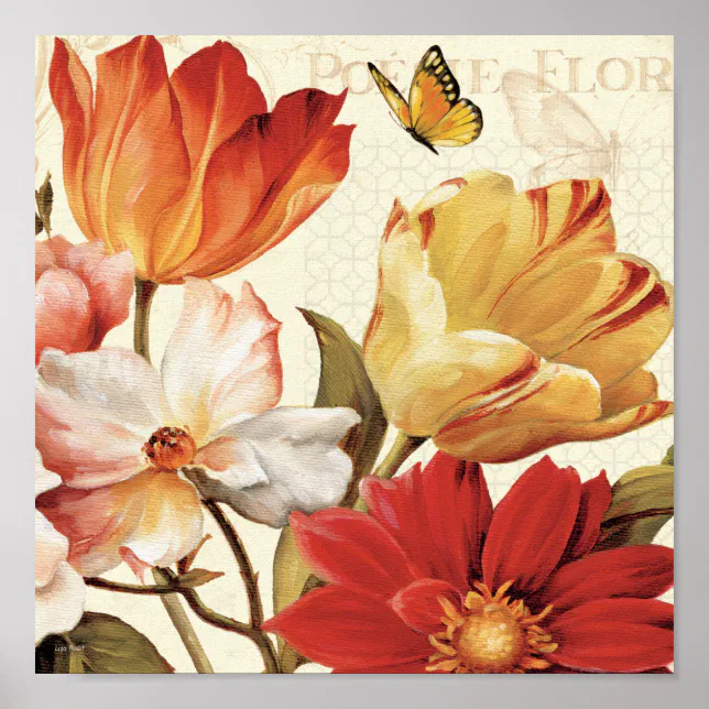 Flowers and Butterflies Poster | Zazzle