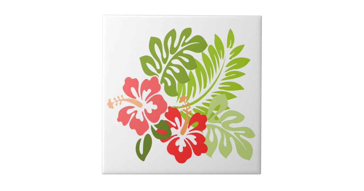 Flowers and green leaves Ceramic Tile | Zazzle