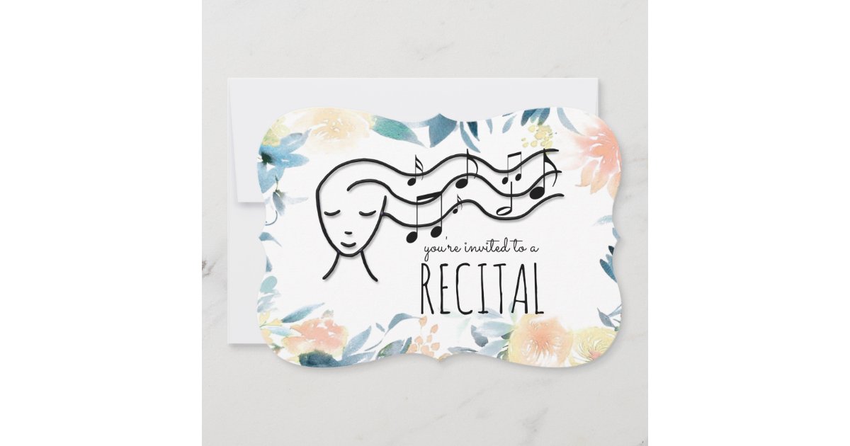 flowers border music recital invitation | Zazzle