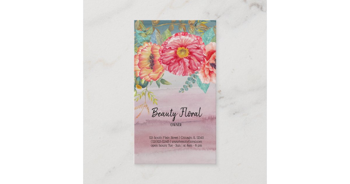 Flowers Bouquet Florist Business Card | Zazzle