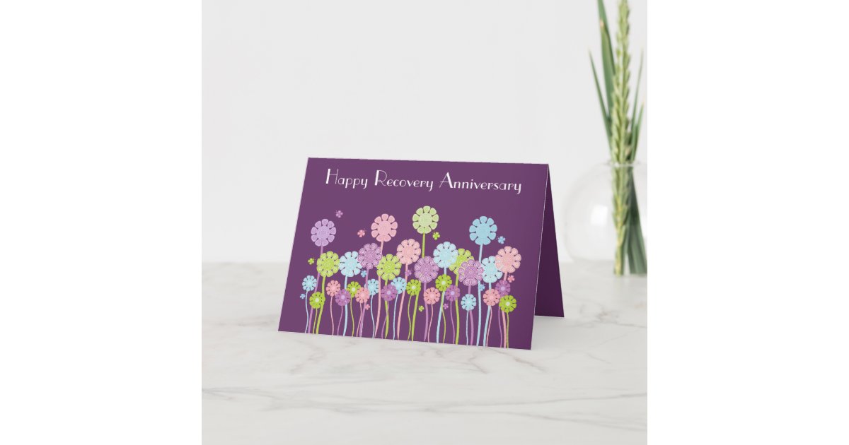 Flowers & Butterflies Purple Retro Recovery Card | Zazzle
