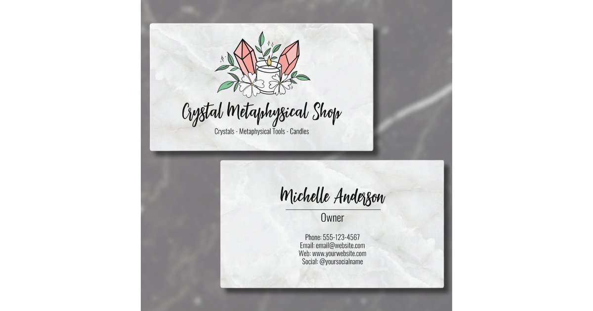 Flowers Candle Crystal Metaphysical Shop Business Card | Zazzle