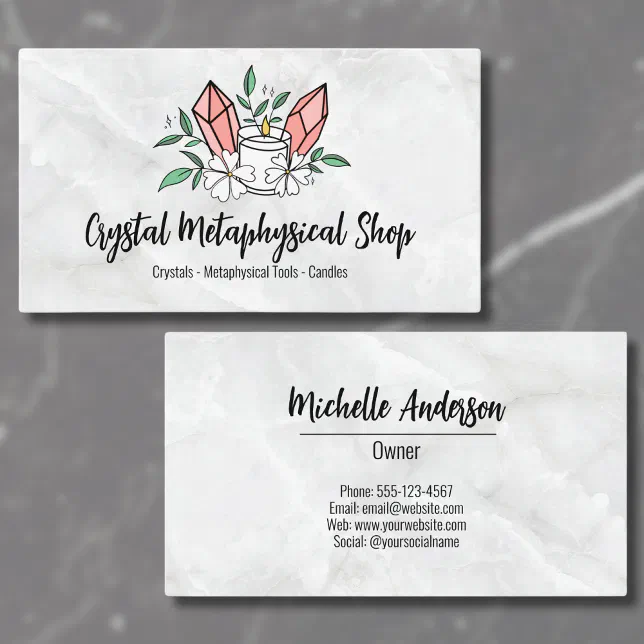 Flowers Candle Crystal Metaphysical Shop Business Card | Zazzle