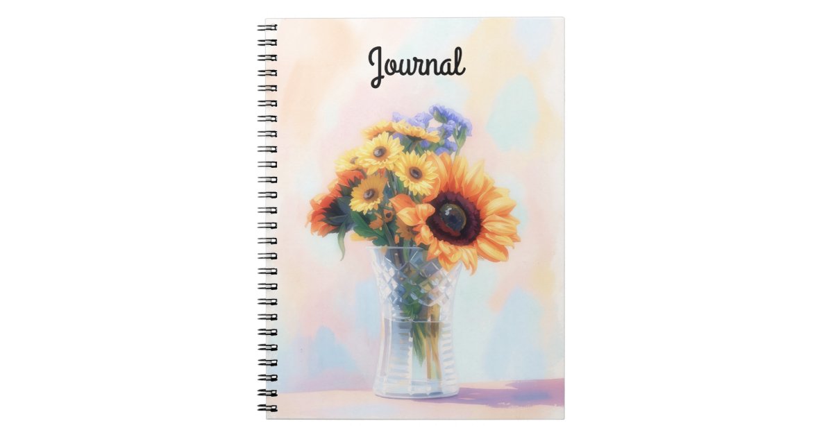 Flowers Floral Art Flower Vase Journal Personalize | Zazzle