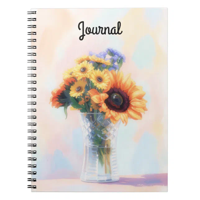 Flowers Floral Art Flower Vase Journal Personalize | Zazzle