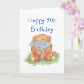 Flowers for 21st Birthday, Teddy Bear Card | Zazzle