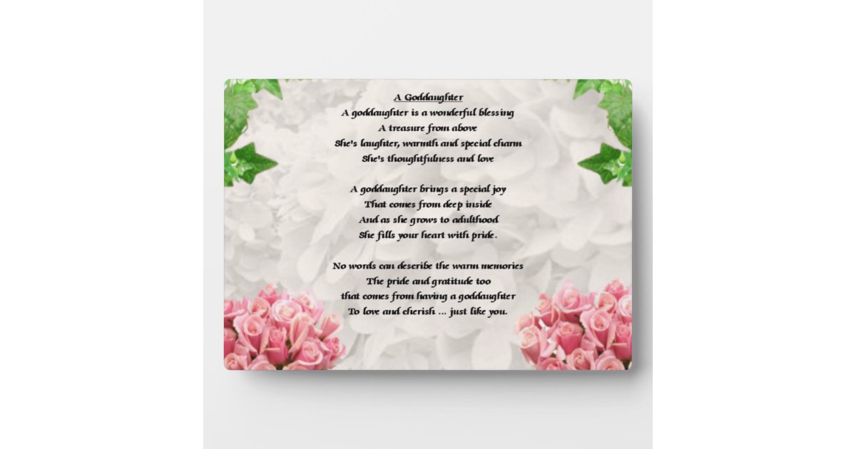 Flowers Goddaughter Poem Plaque | Zazzle