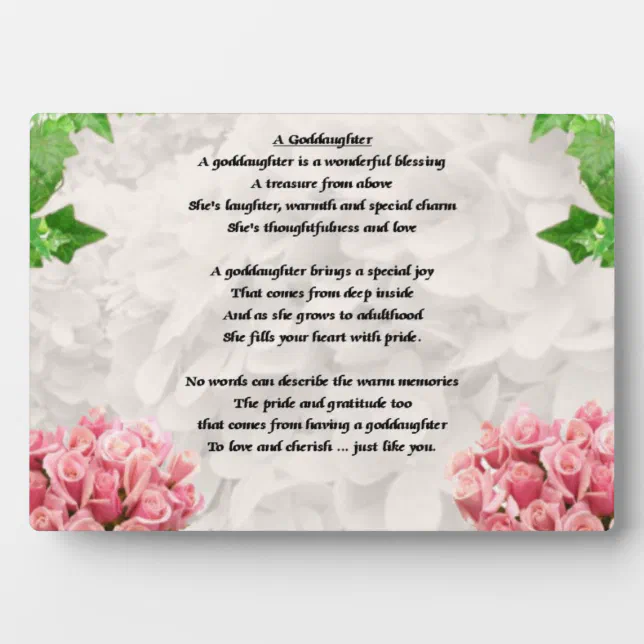 Flowers Goddaughter Poem Plaque | Zazzle