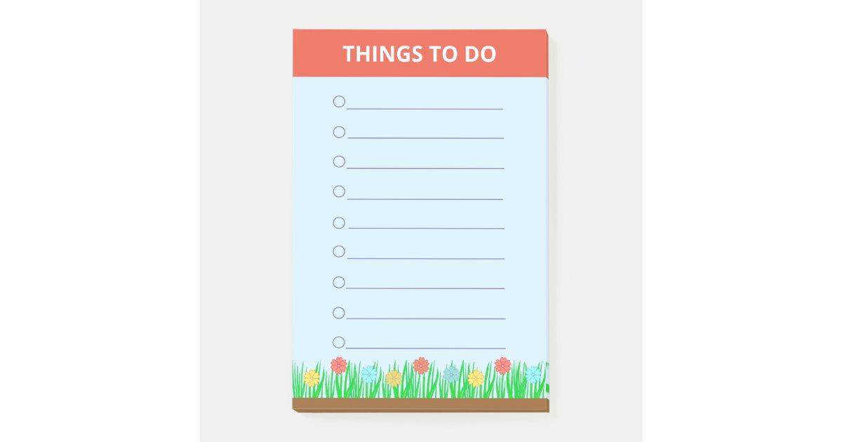 Flowers & Grass Personalized Things To Do Post-it Notes | Zazzle