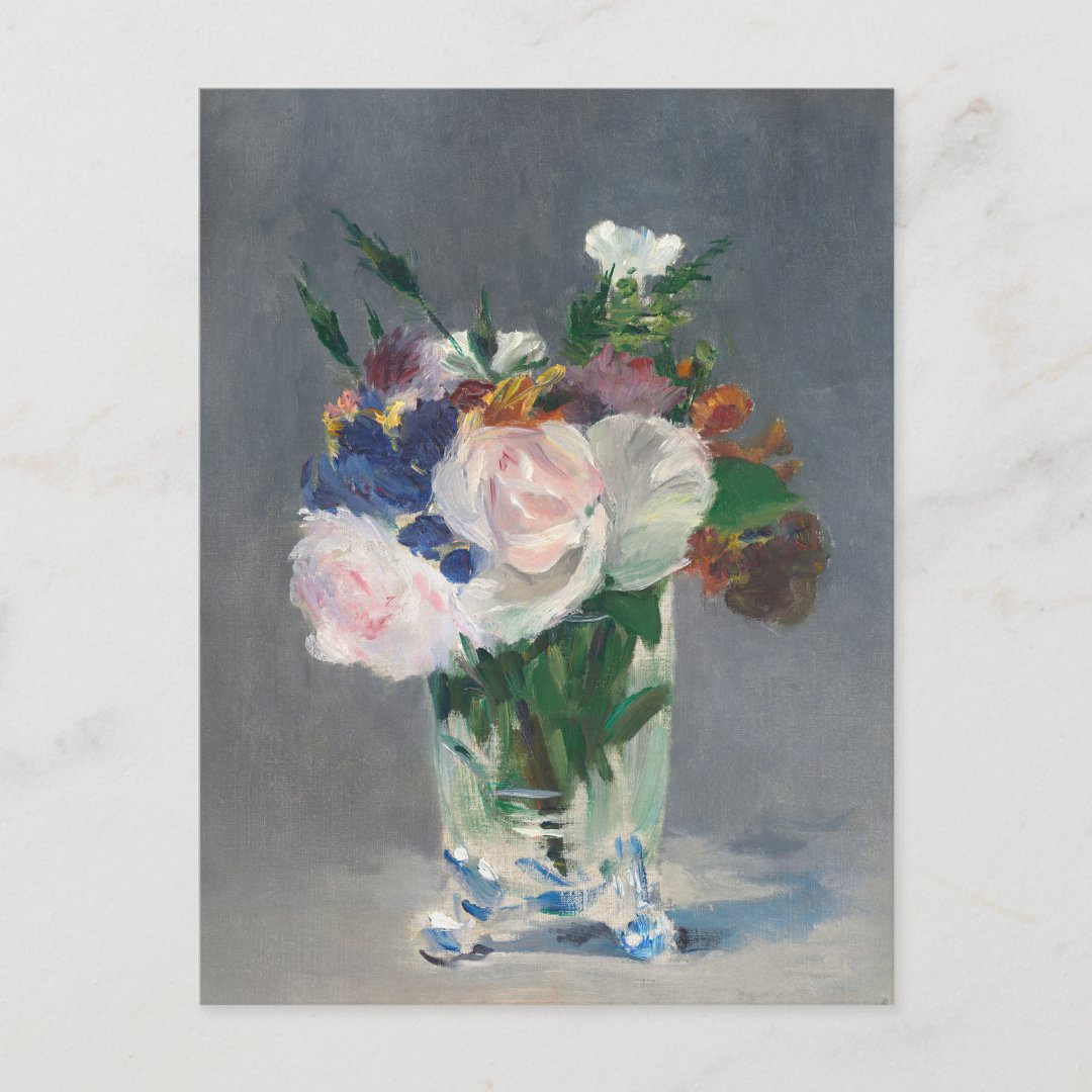 Flowers in a Crystal Vase Manet Impressionist Postcard | Zazzle