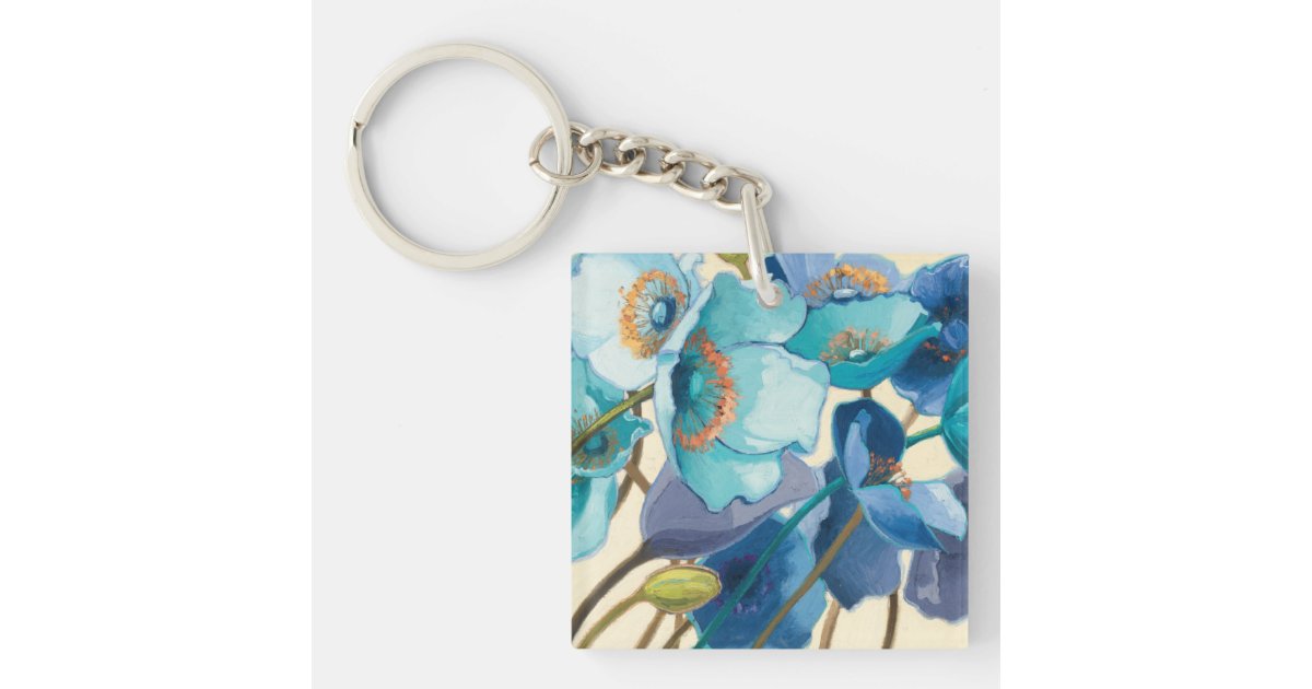 Flowers in Different Shades of Purple and Blue Keychain | Zazzle