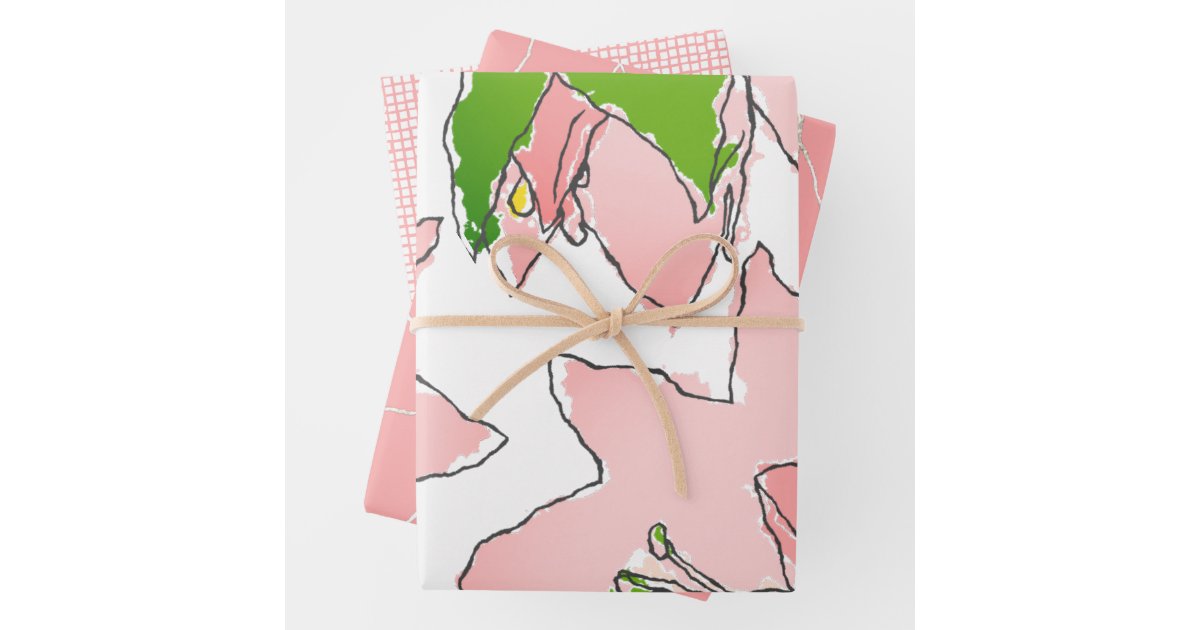 Flowers in Pink and Green AKA Sorority Wrapping Paper Sheets | Zazzle