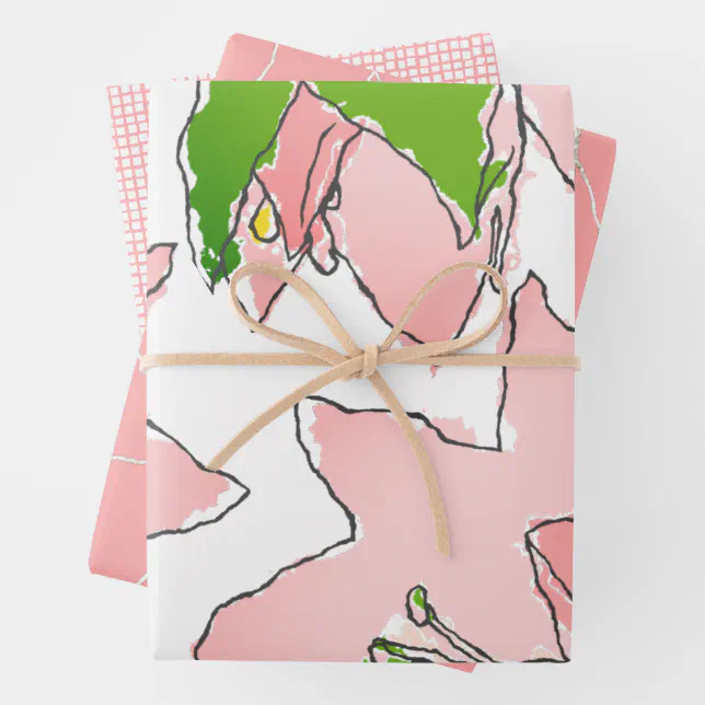Flowers in Pink and Green AKA Sorority Wrapping Paper Sheets | Zazzle