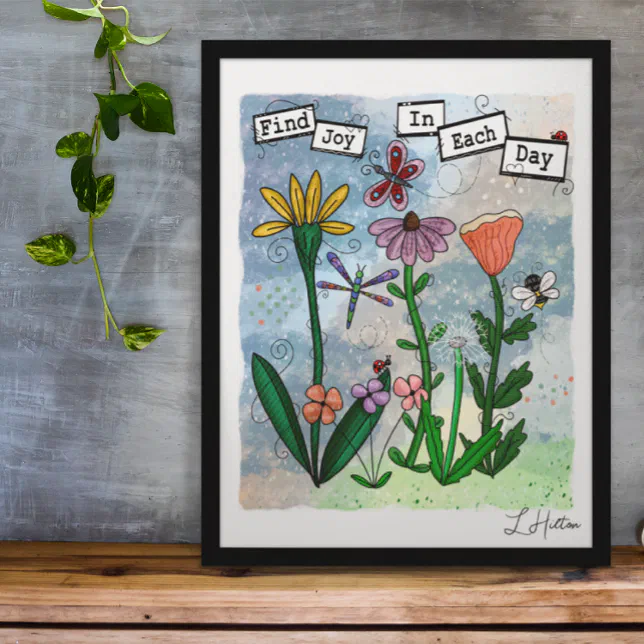 Flowers, Musical Notes and Joy Artwork Poster | Zazzle