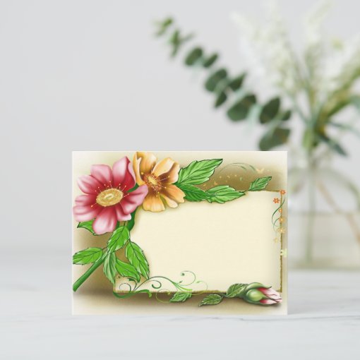 Flowers Name Tag Postcard | Zazzle