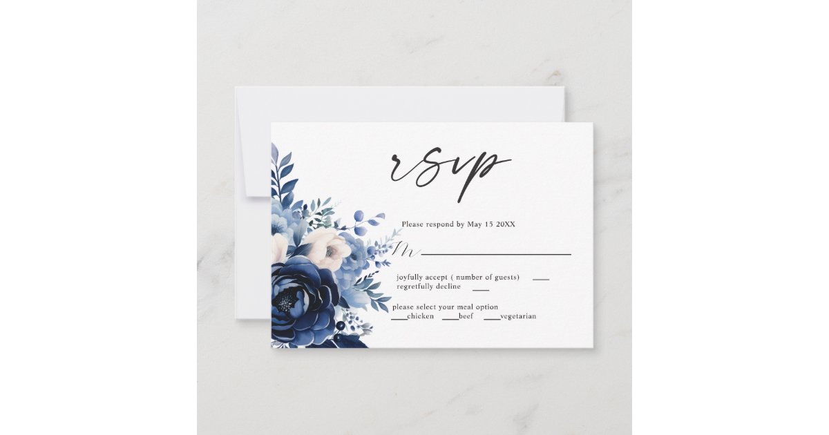 Flowers of Blue Wedding RSVP Card | Zazzle