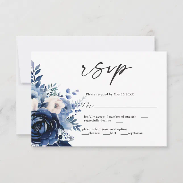 Flowers of Blue Wedding RSVP Card | Zazzle