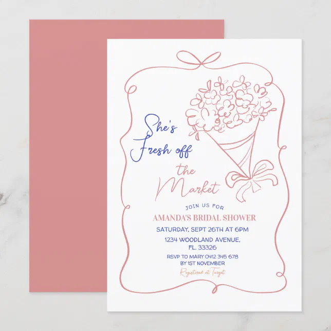 Flowers Off The Market Bridal Shower Invitation | Zazzle