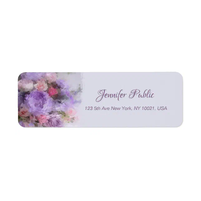 Flowers Oil Painting Hand Script Modern Template Label | Zazzle