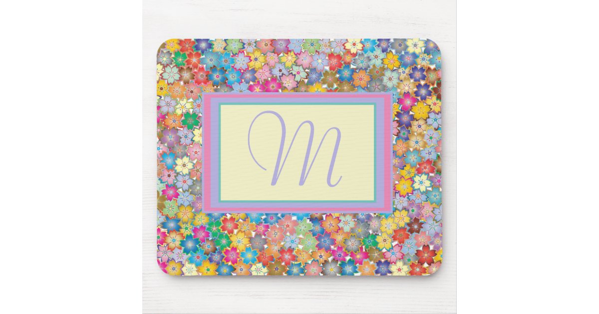 Flowers on my Desk Monogrammed Mouse Pad | Zazzle