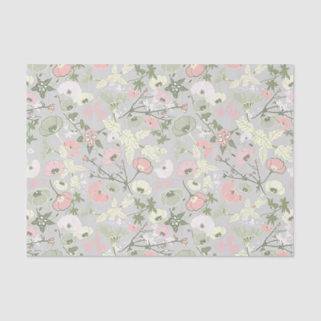 Flowers Pink Green Floral Pattern Tissue Paper | Zazzle