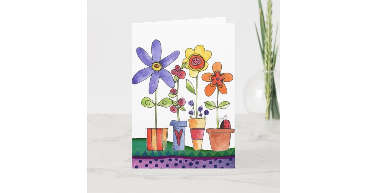 Flowers pots card | Zazzle