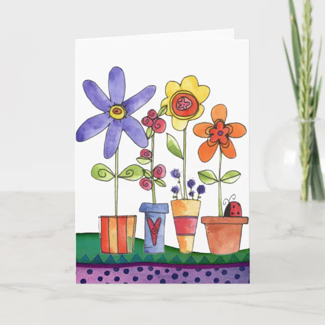 Flowers pots card | Zazzle