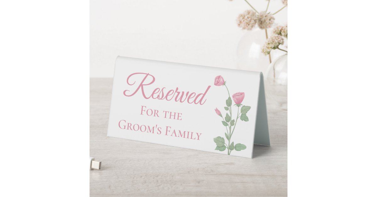 Flowers Spring Pink Floral Reserved Wedding Table Tent Sign | Zazzle