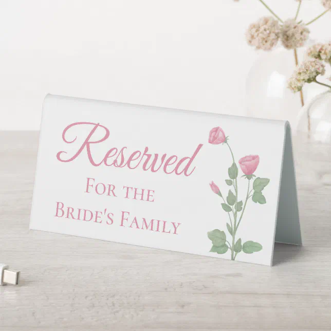 Flowers Spring Pink Floral Reserved Wedding Table Tent Sign | Zazzle