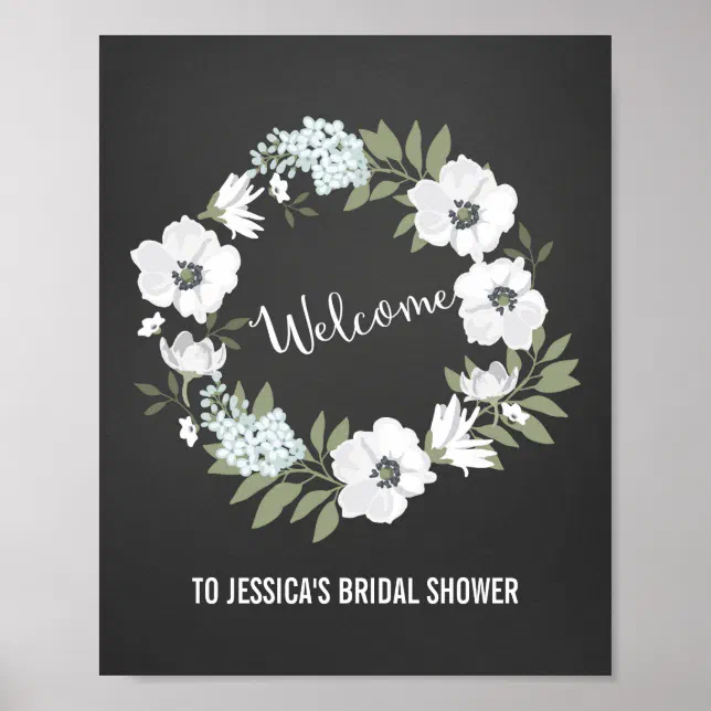 Flowers Wreath Welcome Poster Print | Zazzle