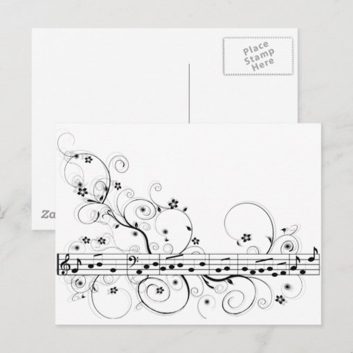 Flowery Music Postcard | Zazzle