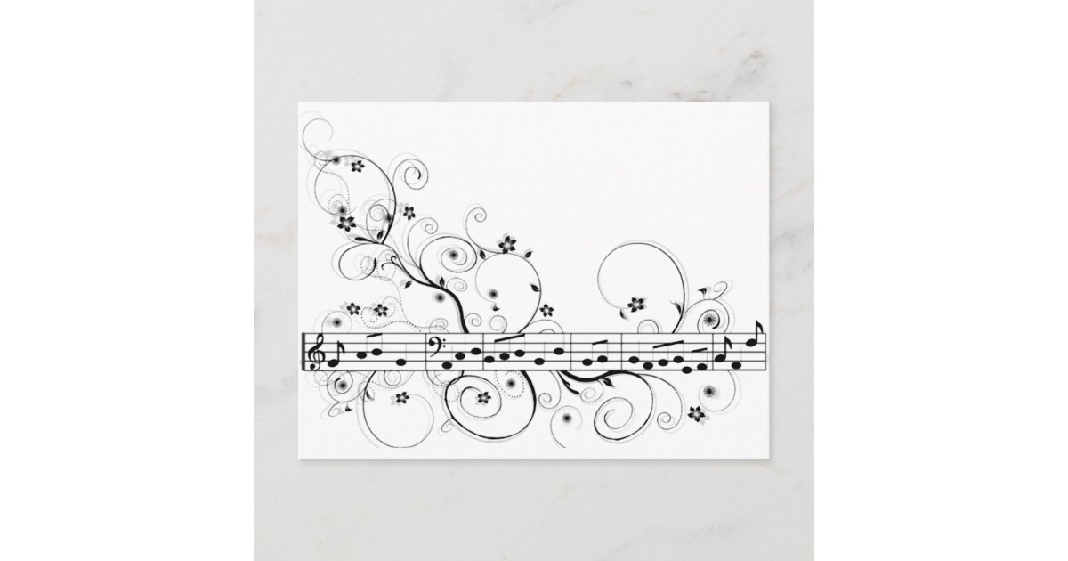 Flowery Music Postcard | Zazzle