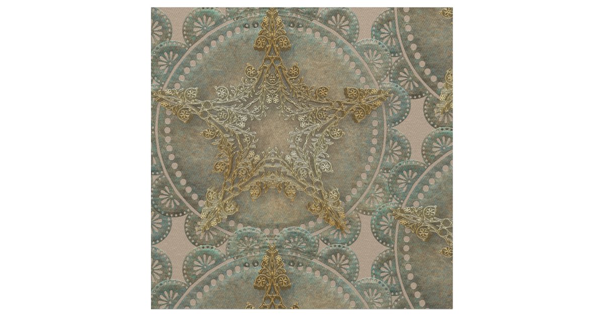Flowery Pentacle Pagan Wiccan Fabric | Zazzle