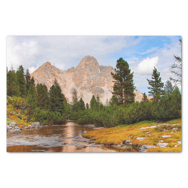 Flowing river with sky mountain and greenery tissue paper | Zazzle