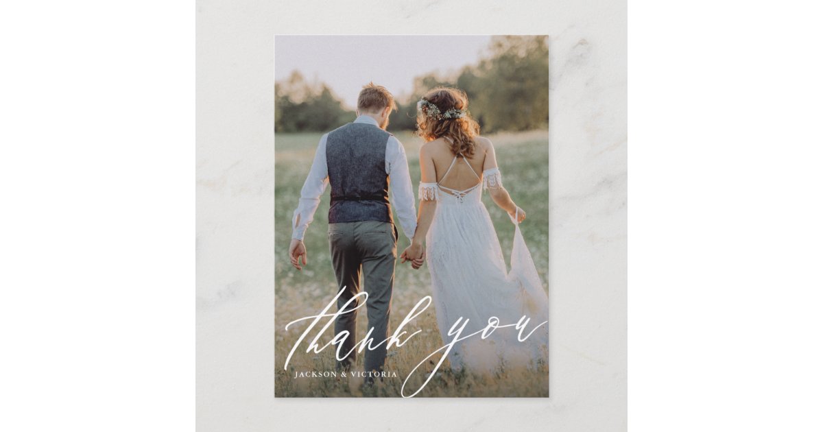 Flowing Vertical Thank You Postcard | Zazzle