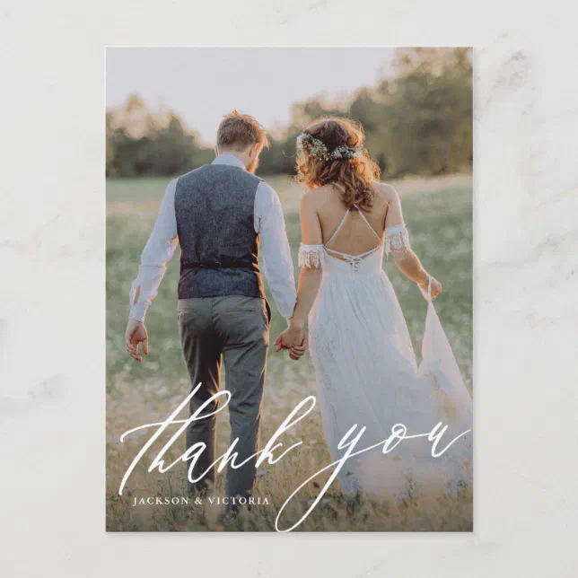 Flowing Vertical Thank You Postcard | Zazzle