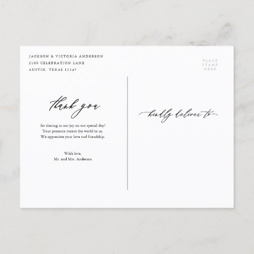 Flowing Vertical Thank You Postcard | Zazzle