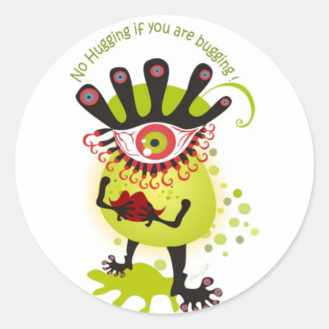 Flu Bug Classic Round Sticker | Zazzle