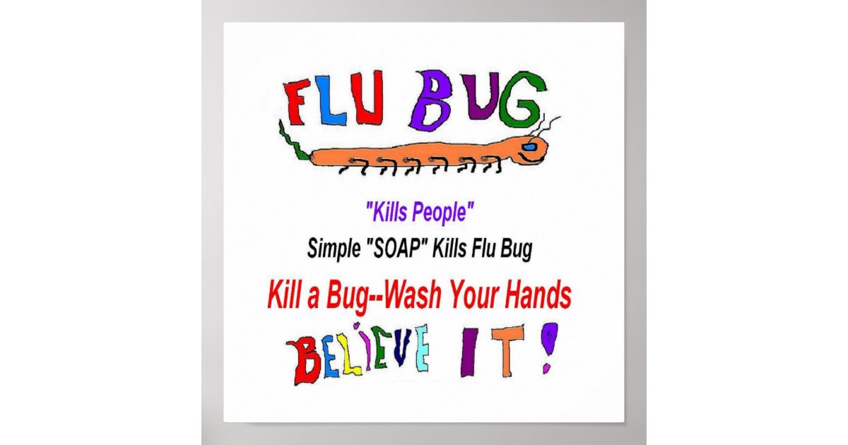 Flu Bug Wash Hands Poster | Zazzle