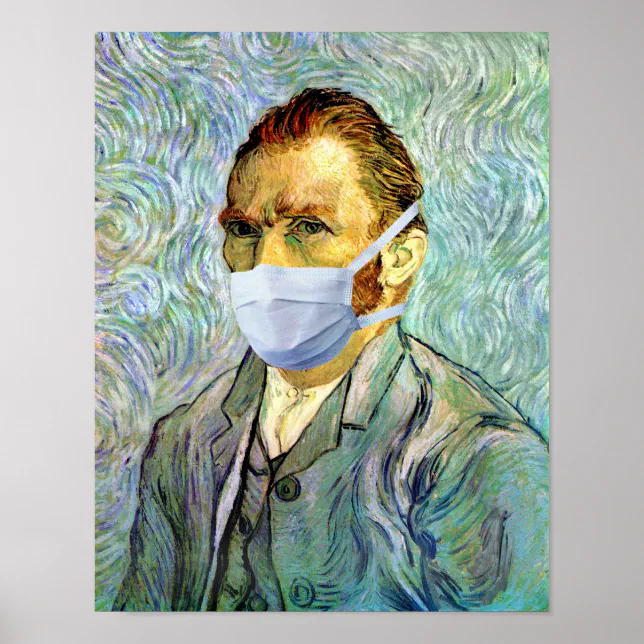 Flu Season Van Gogh With Mask Poster | Zazzle